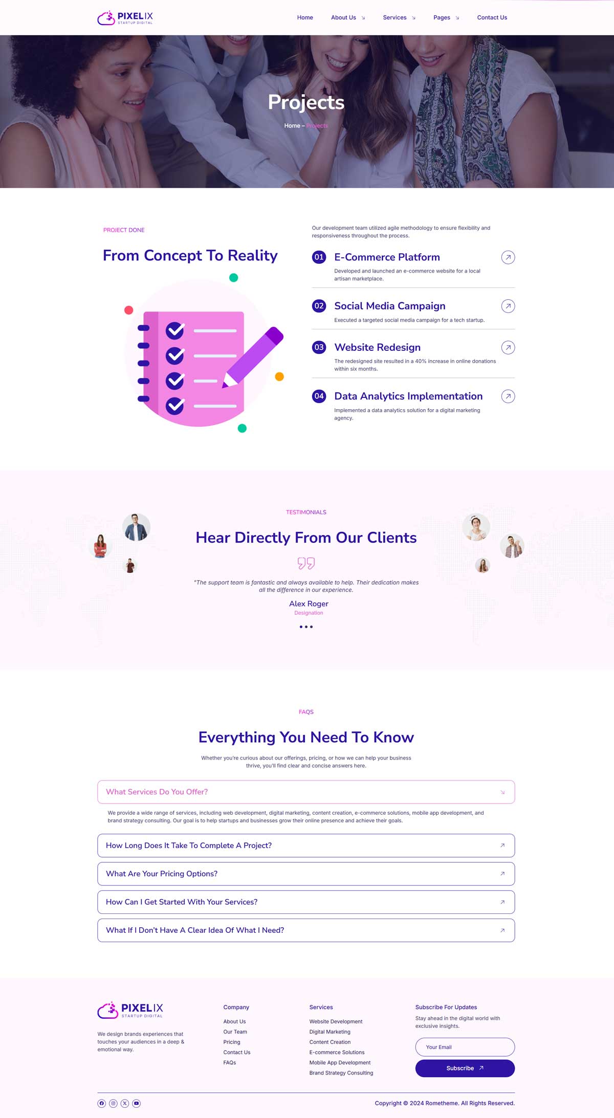 Pixelix - Startup Digital Agency Elementor Template Kit by Rometheme